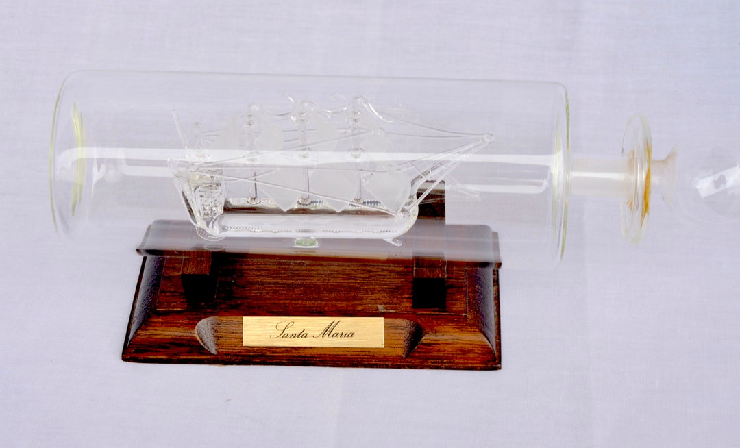 Vintage Glass Cutty Sark Ship A Boat Santa Maria Ship in a Bottle ...