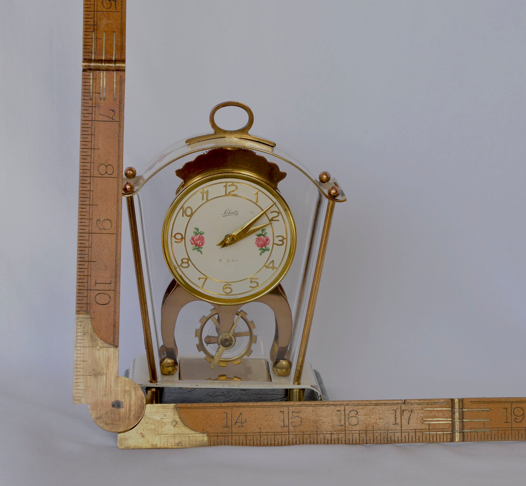Rare Table Clock Skeleton Germany With Green Marble Base, Home Display ...