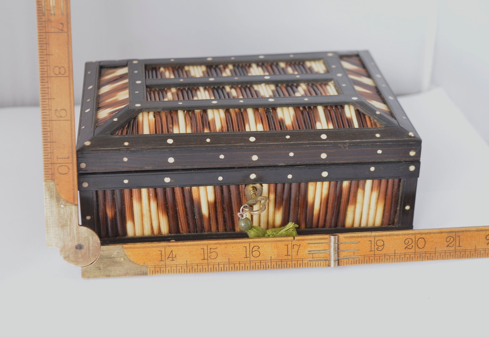 Ceylon Quill Box With Lock Key, Antique Sinhalese Jewellery Box, 19th ...