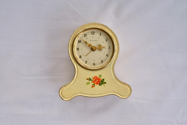 Vintage Mastercraft Musical Clock, German Bakelite Floral Mantle Clock ...