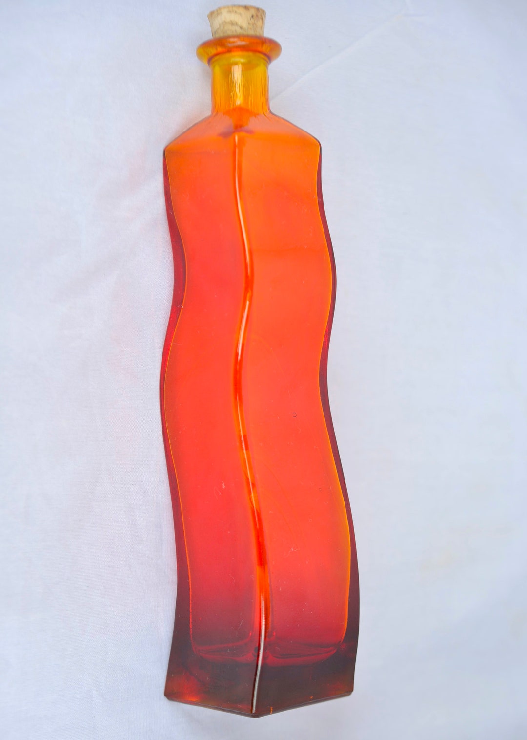 Wave Shaped Red Color Oil Bottle With Cork - Etsy