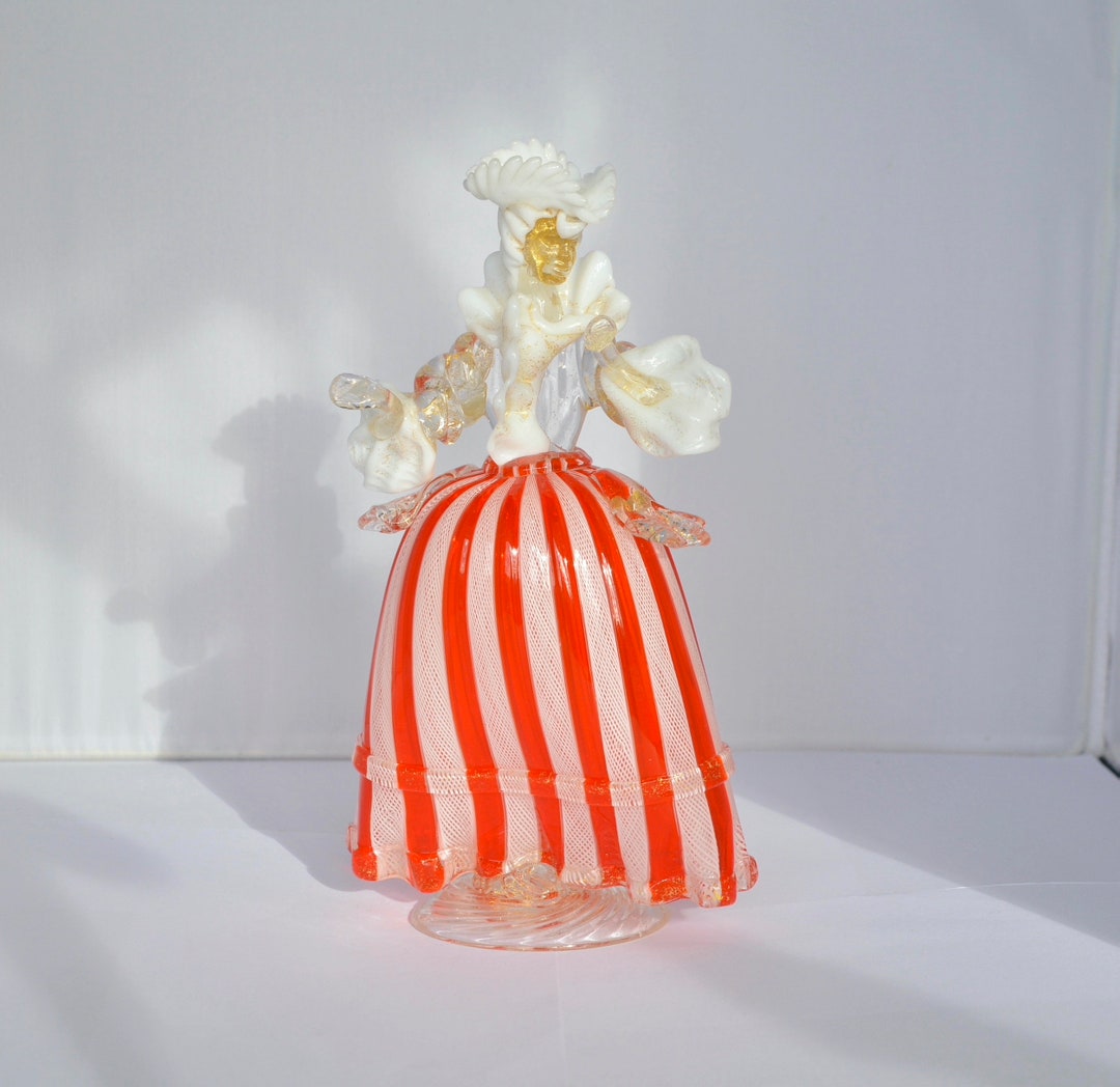 Vintage Venetian Murano Ruby Red Gold Women Art Glass Figurine Dancing ...