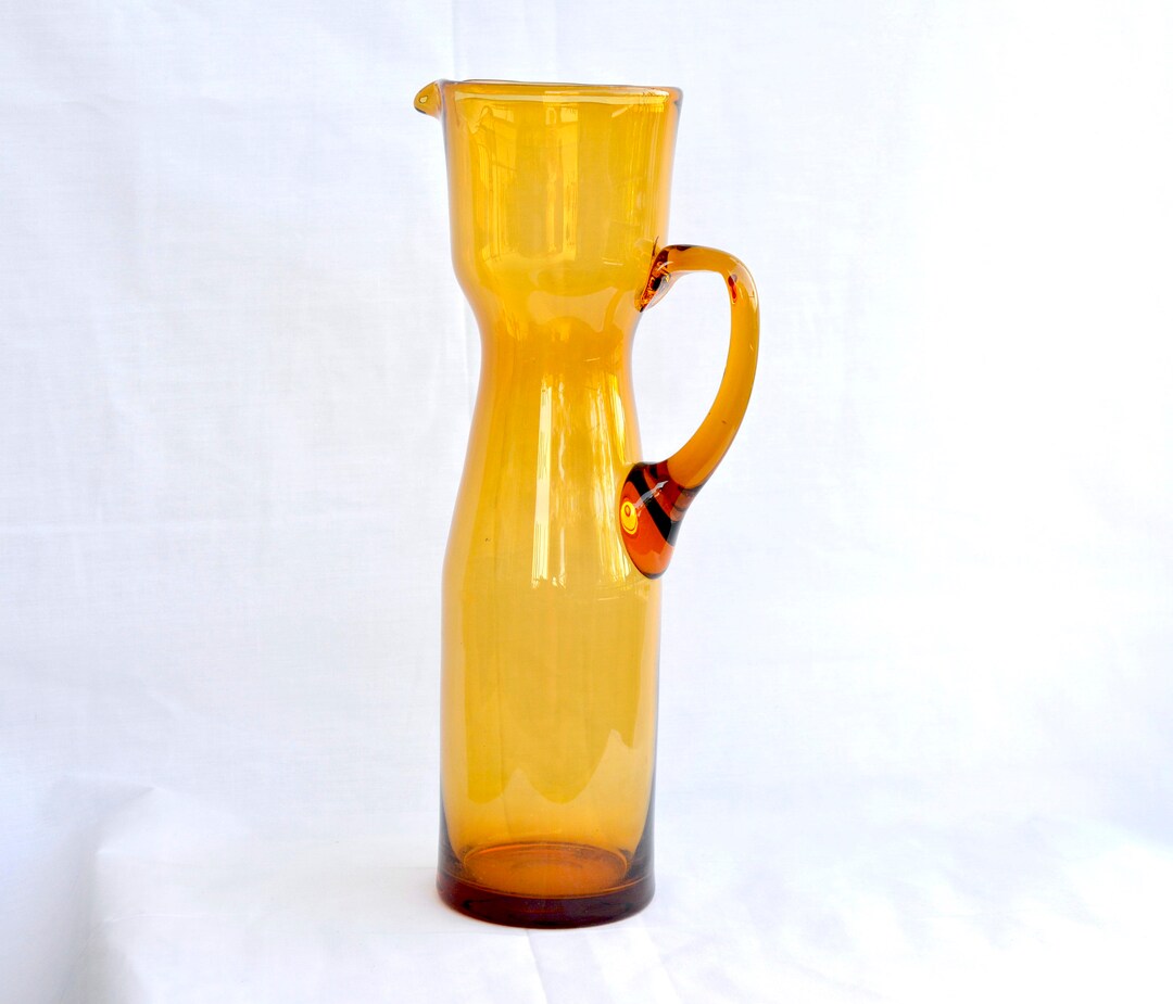 Rare Postmodern Jug From Prądniczanka, Poland, 1970s, Handblown Amber ...