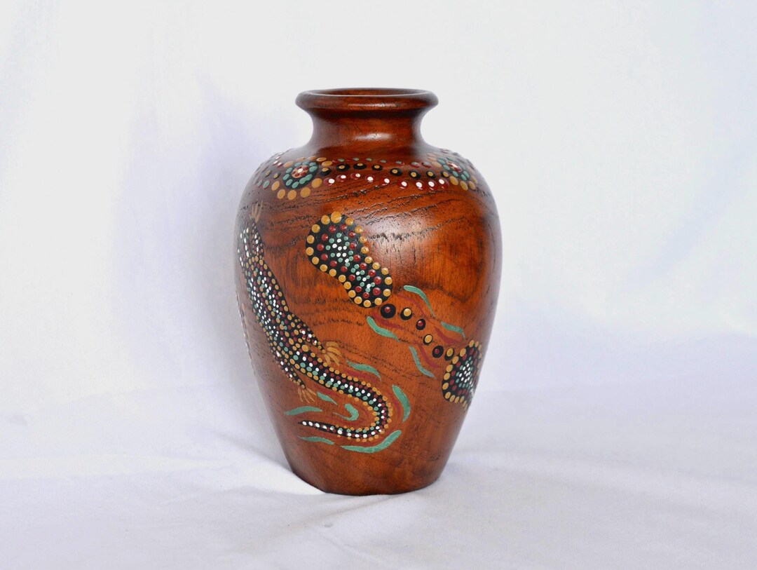 Original Australia Crafted Vintage Turned Red Gum Timber Vase, Hand ...