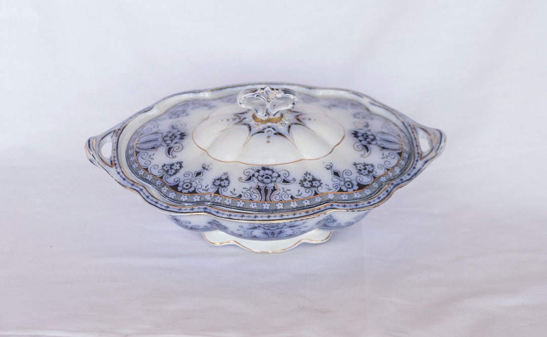 Alfred Meakin Dish, Tureen English Antique Large Blue&white Porcelain ...