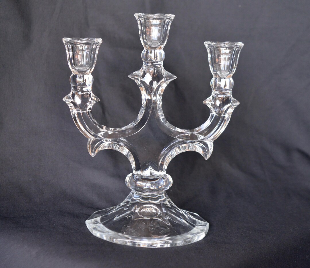 Vintage Glass Candelabra Made in Slovakia, Villy Flower, Elegant Towle ...