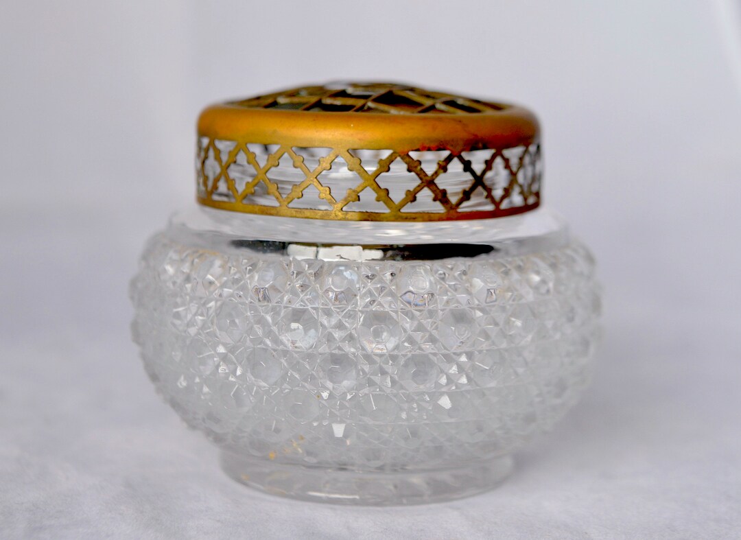 Rare Antique Glass Vase With Copper Floral Frog Cap Bouquetiers, 1900s ...