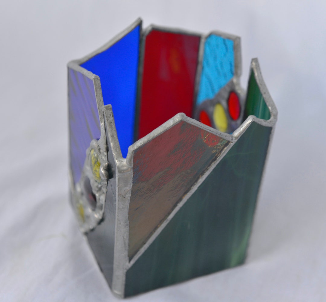 Stained Glass Art Desk Organiser Pencil,pen Glasses, Brushes Holder or ...