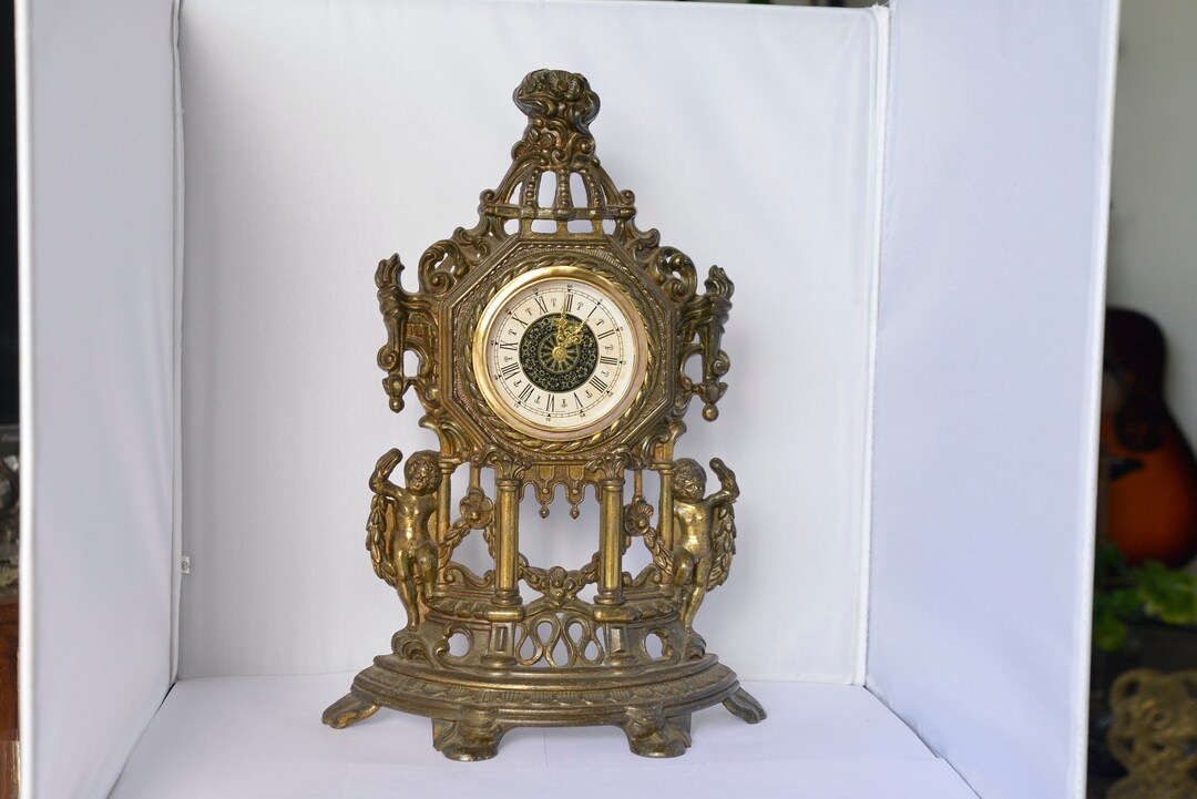 Vintage West Germany Clock Made in Cast Brass/ Bronze, European Decor ...