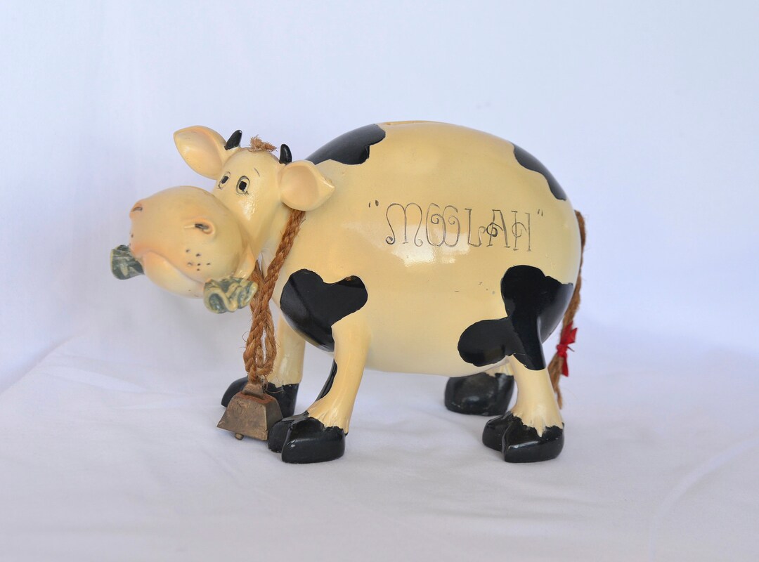 Vintage MOOLAH the Cow Coin Money Piggy Bank, Coin Piggy Bank W/ Cow ...