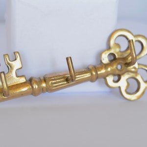 Vintage Brass Key Shaped Key Holder - Brass Hooks - Farmhouse Cottage ...