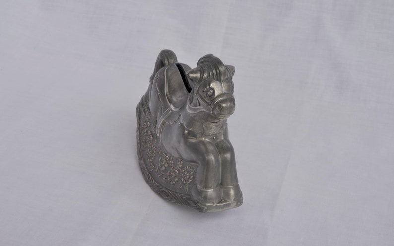 Pewter Money Box, Piggy Bank Shape Rocking Horse Vintage for Child Baby ...