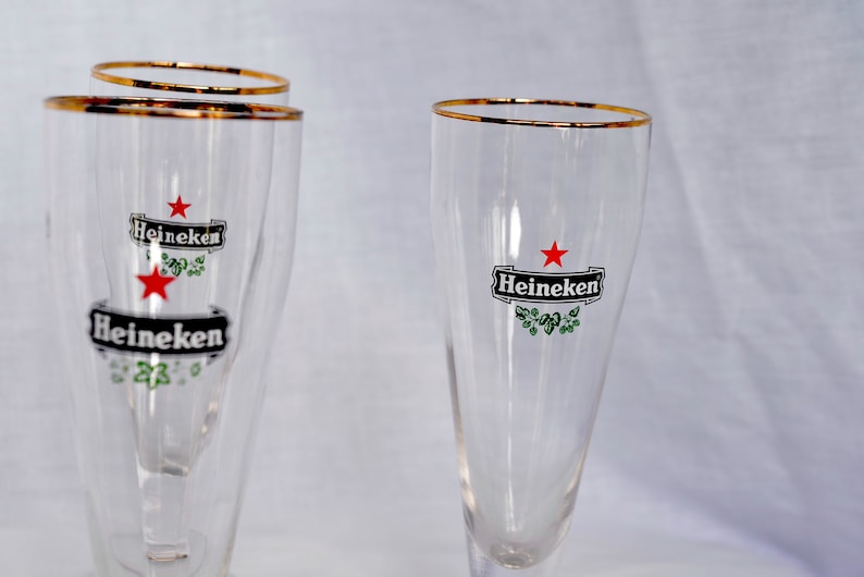 Collectable Set of Five Vintage Heineken Footed Pilsner Beer Tall Glass ...