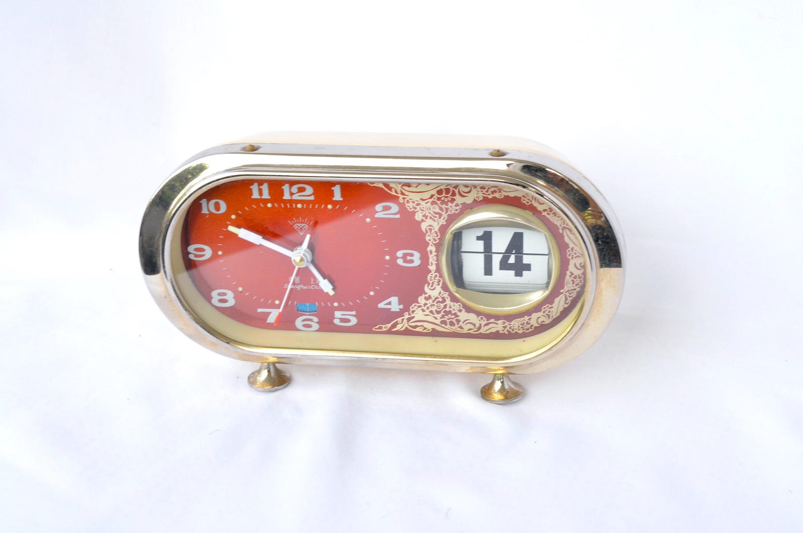 Vintage Diamond Alarm Clock Wind up Retro W/ Date '70s, Flip Date Clock ...