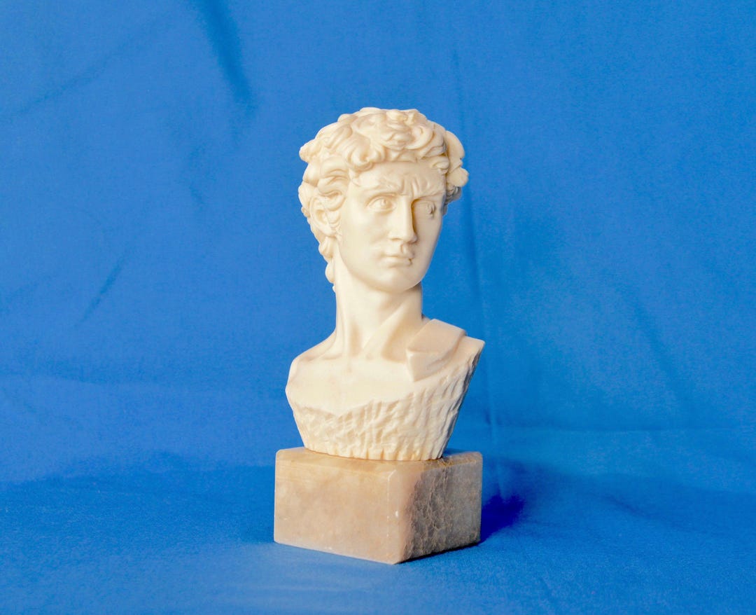 David by Michelangelo, Italy Bust Cast Stone of David in Onyx Base From ...
