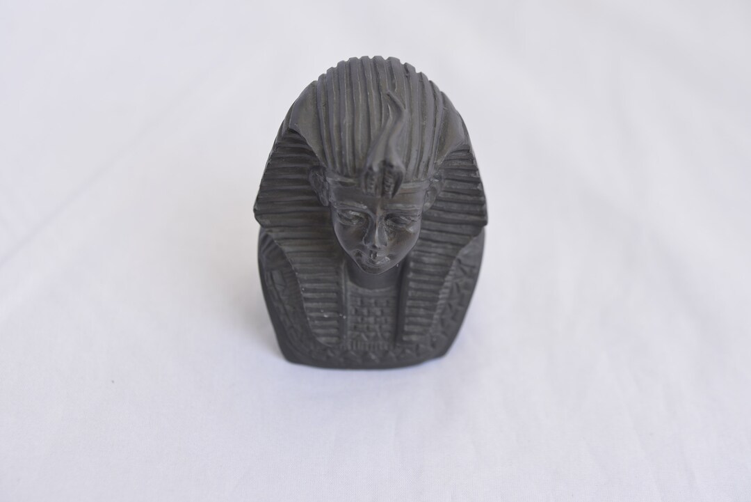 Vintage Small Black Resin Egyptian Pharaoh Bust Statue/figurine - Etsy