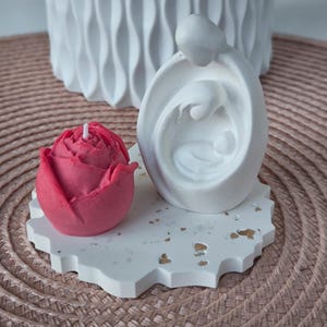 Mini Sculpture of the Holy Family Hand Painted Base Aromatic Soy Candle ...