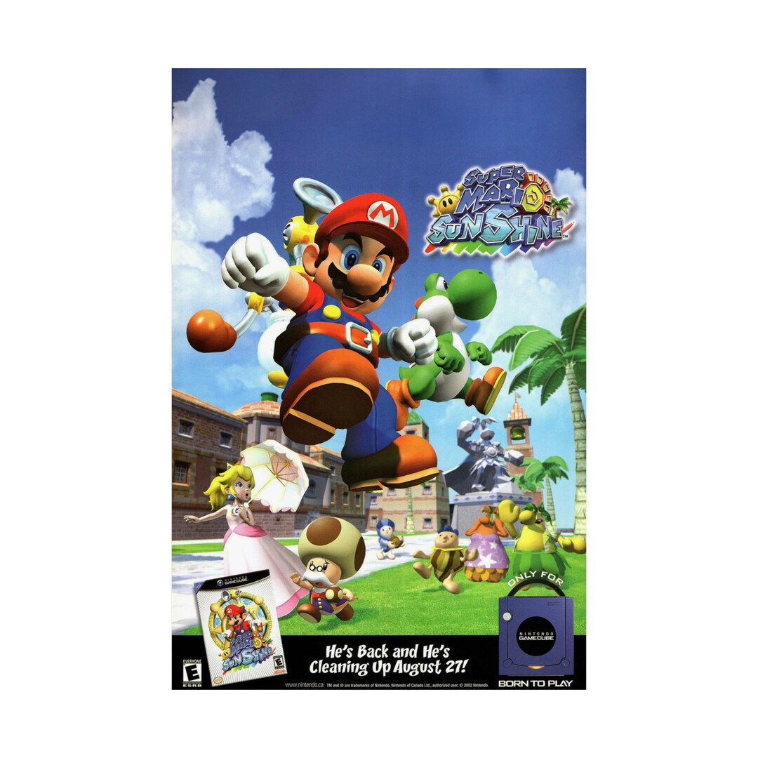 Mario Sunshine Advertisement 2002 Retro Poster Print - Etsy