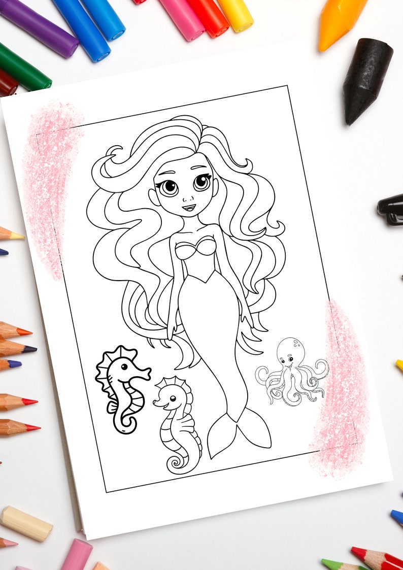 Printable A4 20 Pages Activity Coloring Book the Little Mermaid and ...