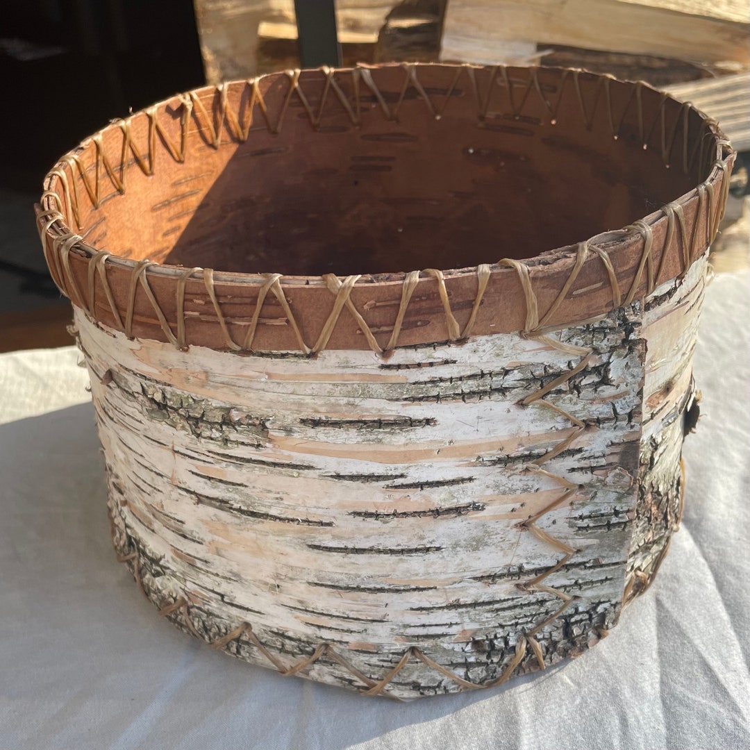Birch Bark Basket Medium Round Tall - Etsy