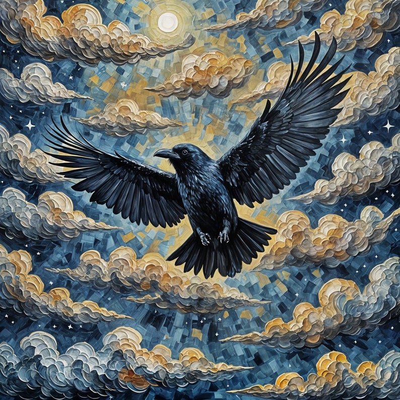 Flying Black Crow Wind Spinner PNG, Wind Spinner Sublimation Design ...