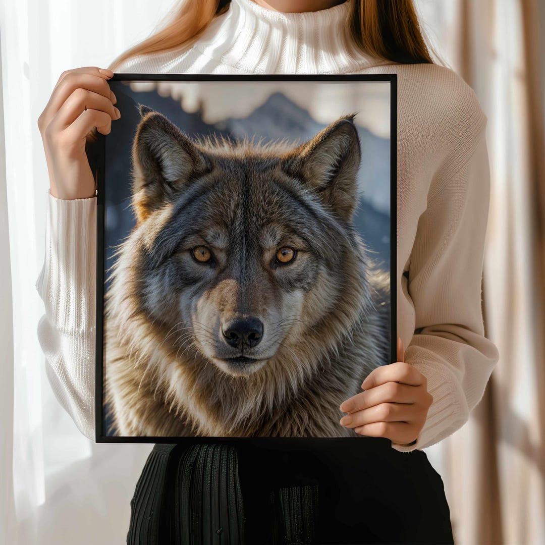 Mongolian Wolf Wall Art, Gray Wolf Art Print, Proud Symbiotic Animal ...