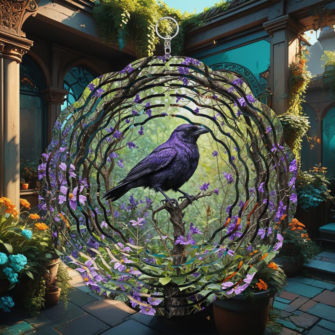 Purple Black Raven Wind Spinner PNG, Wind Spinner Sublimation Design ...