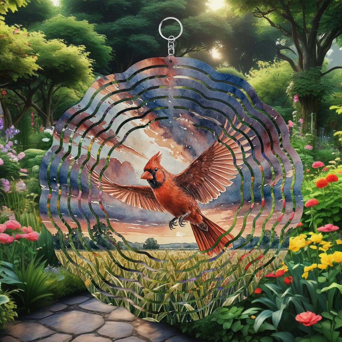 Red Cardinal Wind Spinner PNG, Wind Spinner Sublimation Design ...