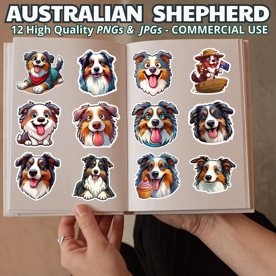 Australian Shepherd Digital Sticker Set 10.5-inch Dimensions Includes ...