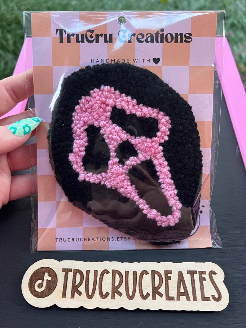 Ghostface XXL Handmade Punch Needle Mug Rug Desk Decor - Etsy