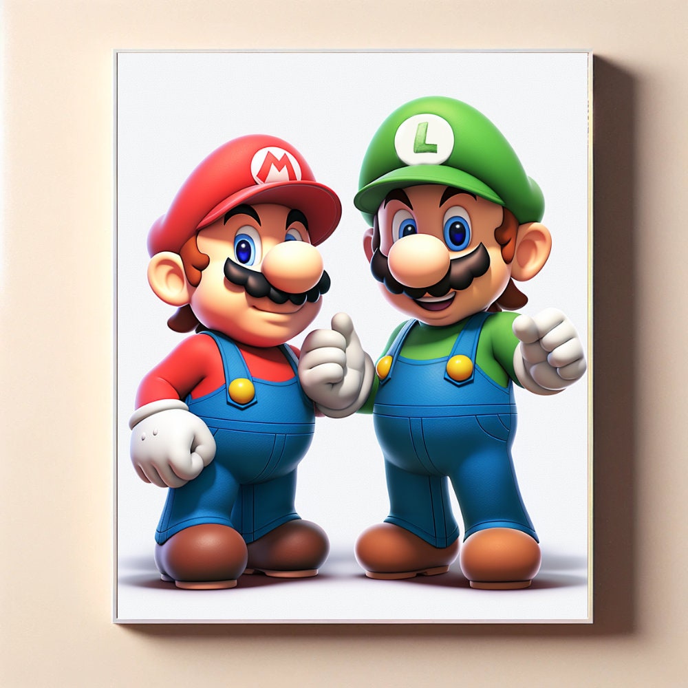 Super Mario Bros Artwork, Mario and Luigi Poster Print, Mario and Luigi ...
