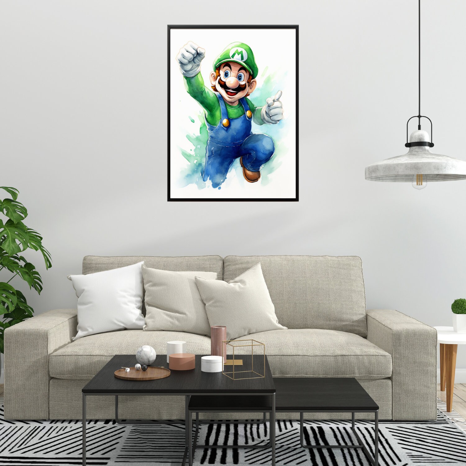 4 Printable Super Mario Watercolor Illustrations, Luigi Art Poster ...