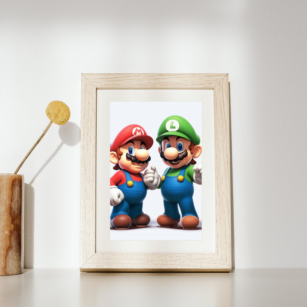 Super Mario Bros Artwork, Mario and Luigi Poster Print, Mario and Luigi ...