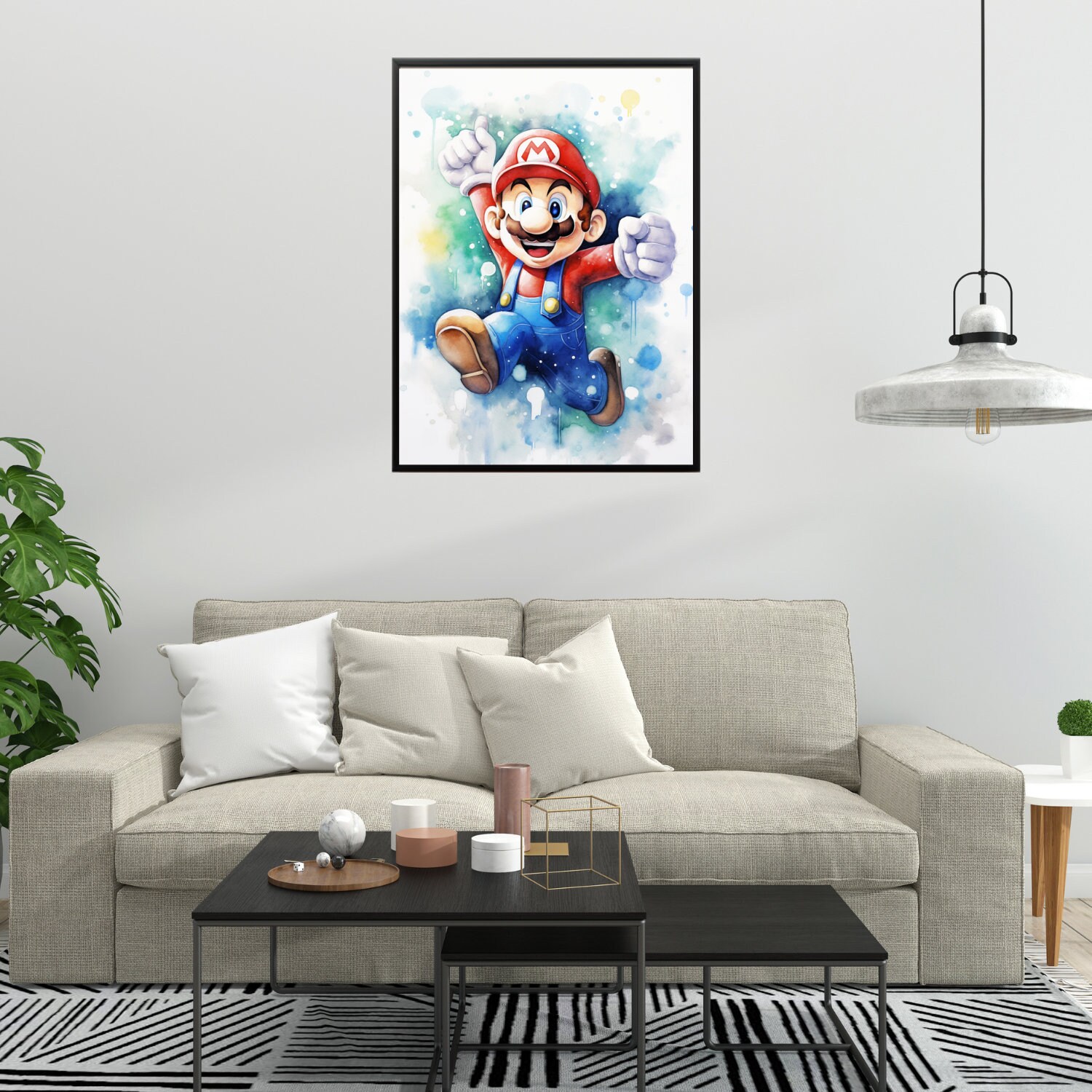 4 Printable Super Mario Watercolor Illustrations, Luigi Art Poster ...