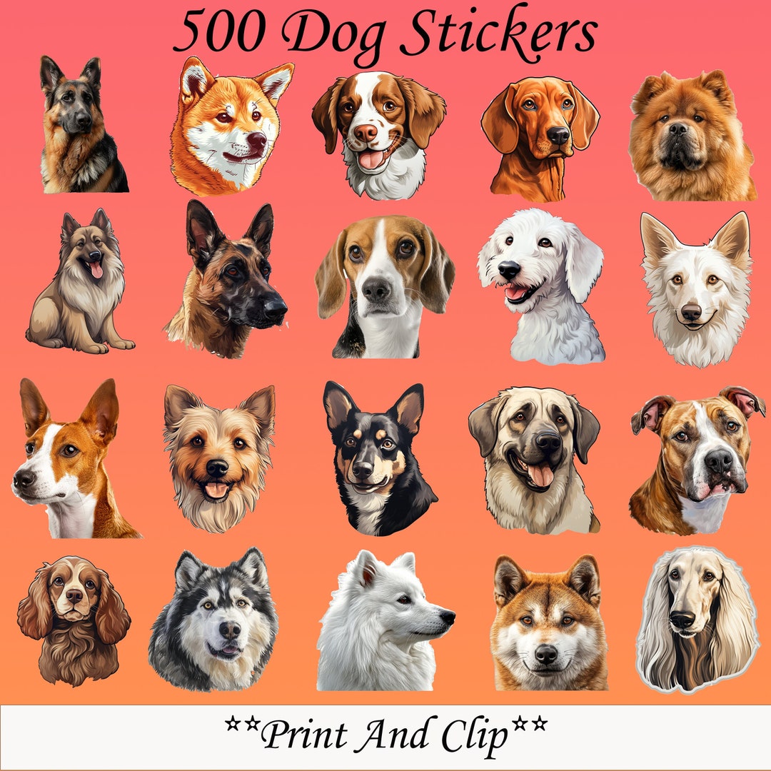 Printable Clipart PNG Dog Breeds: 500 Bundle Playful Happy Dog & Puppy ...