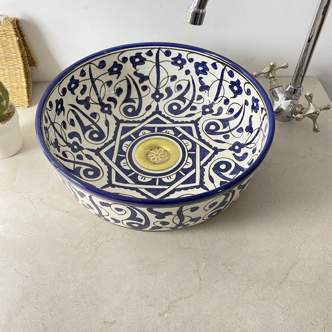 Blue Ceramic Sink-artisanal Ceramic Sink–hand-thrown Bathroom Vanity ...