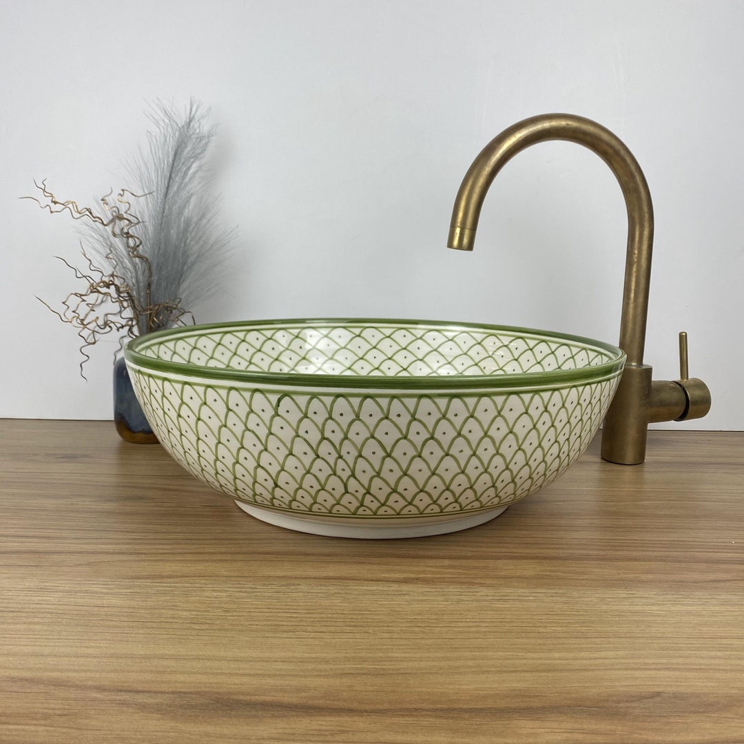 Kelly Green Bathroom Vessel Sink Made From Ceramic -artisan Crafted ...