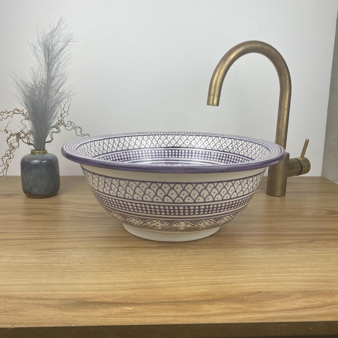 Purple Ceramic Sink-bathroom Vessel Sink-modern Handmade Bathroom ...