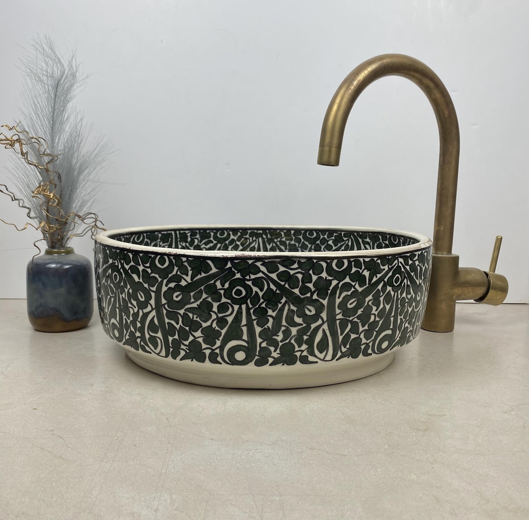 Minimalist Bathroom Emerald Green Vessel Sink - Handmade Ceramic ...