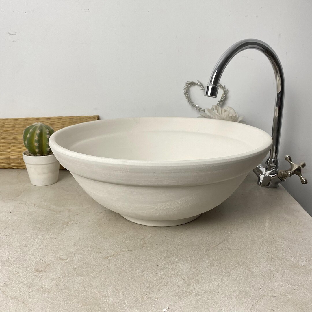 White Raw Clay Ceramic Sink Made From Ceramic 100% Handmade Hand ...