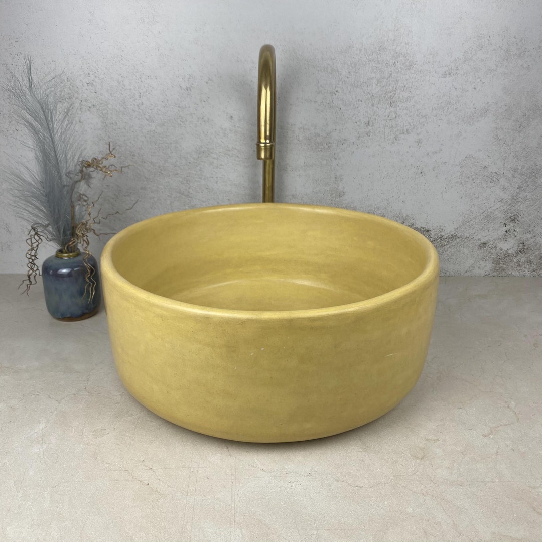 Handmade Tadelakt Mustard Vessel Sink-artisan Crafted Beauty for Your ...
