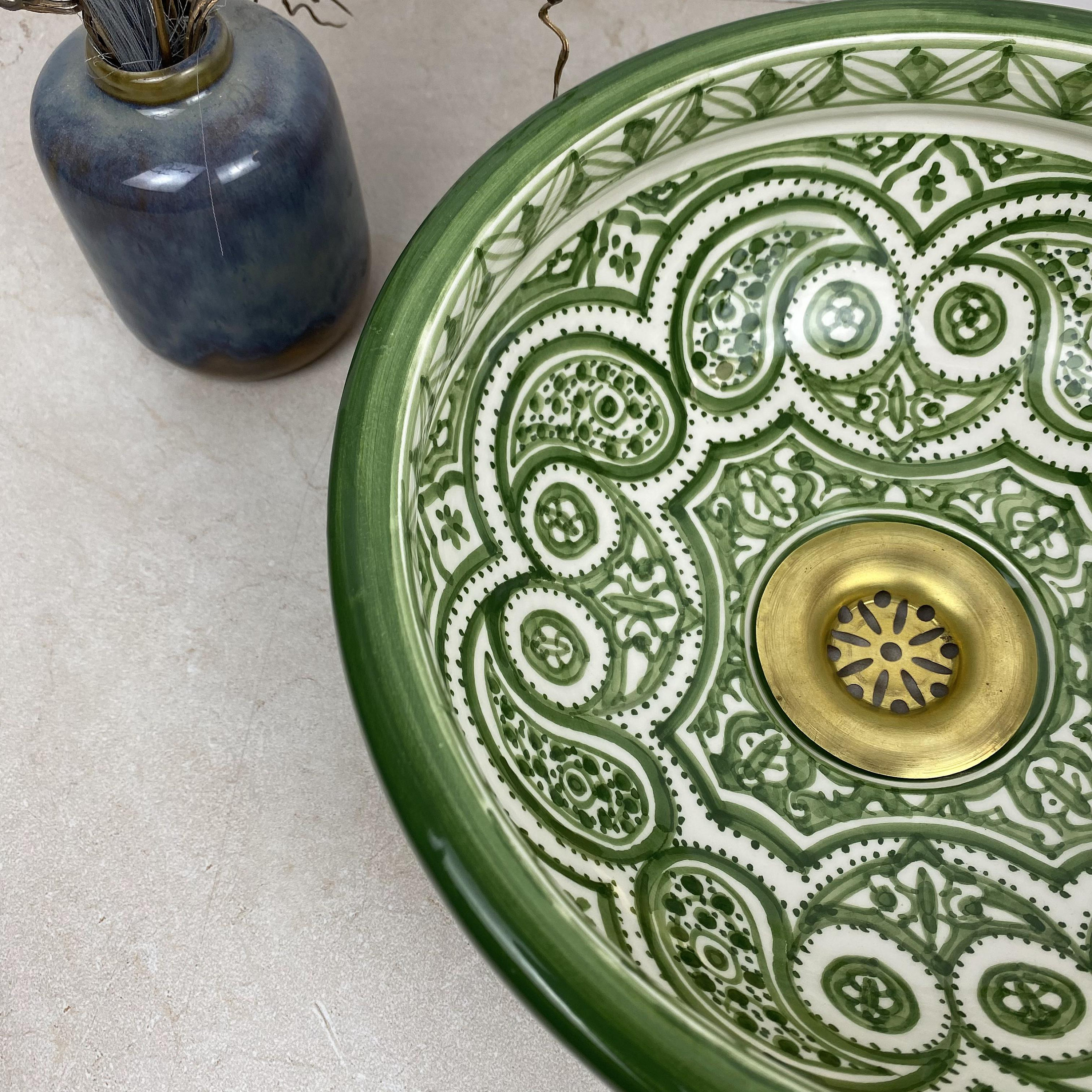 Green Ceramic Sink-bathroom Vessel Sink-modern Handmade Bathroom Vanity ...