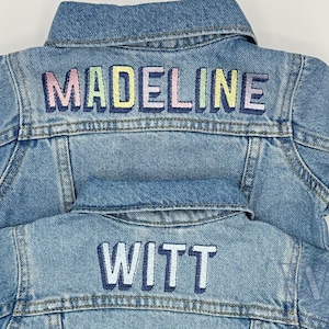 Custom Kid's Denim Jacket - Shadow Block Print Embroidered Name - Etsy