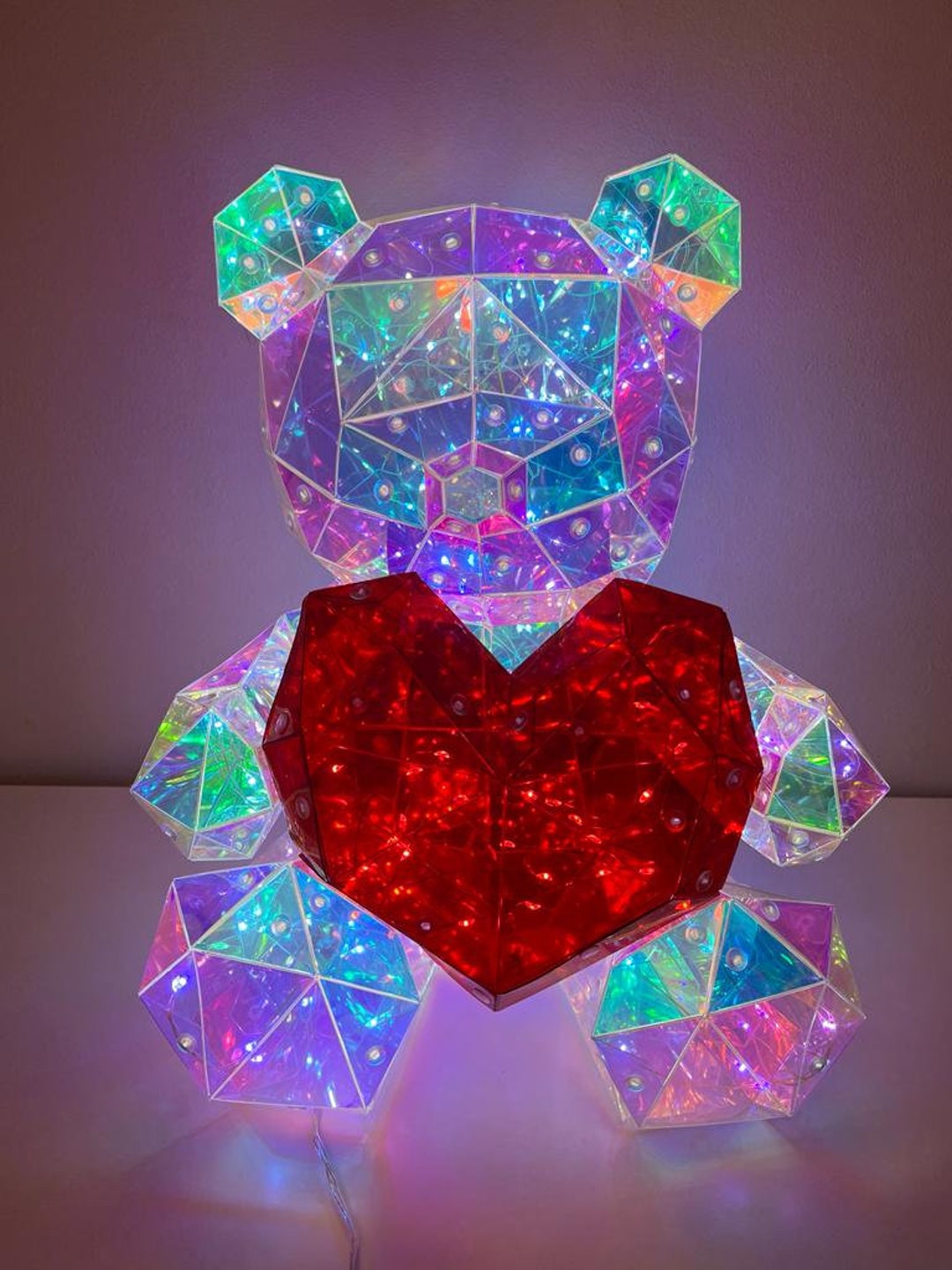 Holographic Light up LED Teddy Bear in Gift Box for Valentine's Day ...