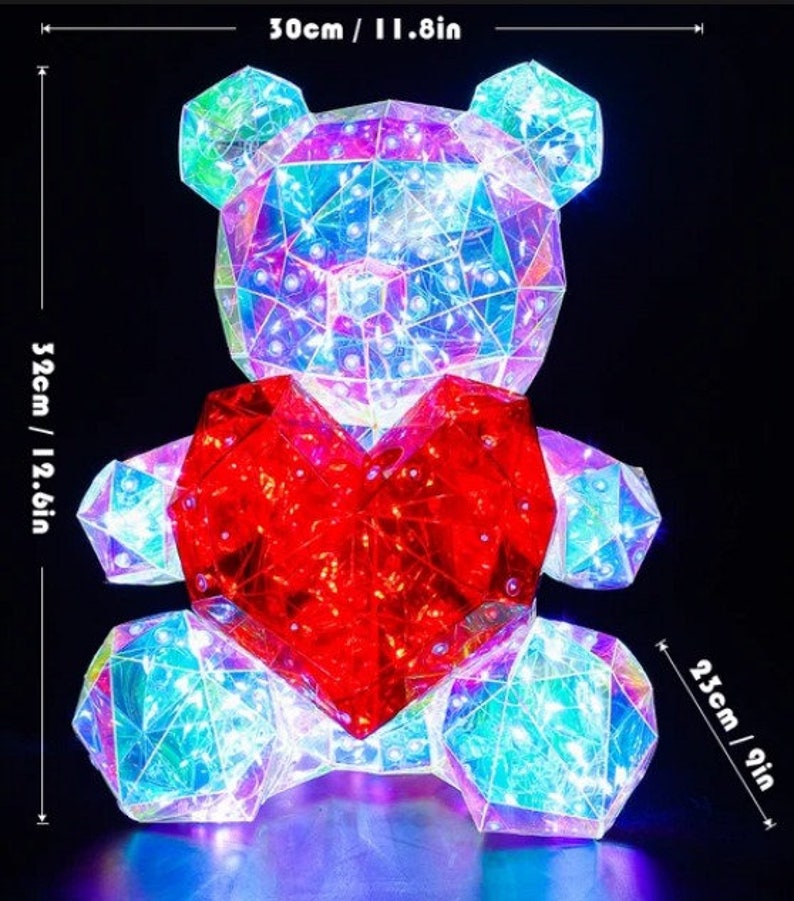 Holographic Light up LED Teddy Bear in Gift Box for Valentine's Day ...