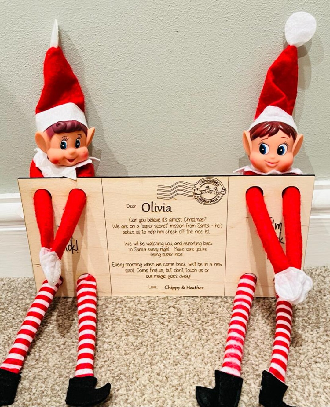 Personalised Laser Engraved Elf Postcard I'm Back Christmas Elf Reveal ...