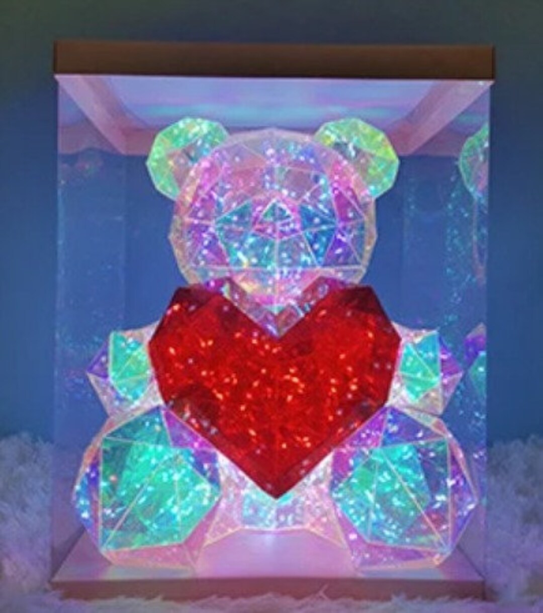 Holographic Light up LED Teddy Bear in Gift Box for Valentine's Day ...