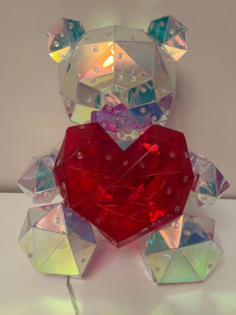 Holographic Light up LED Teddy Bear in Gift Box for Valentine's Day ...