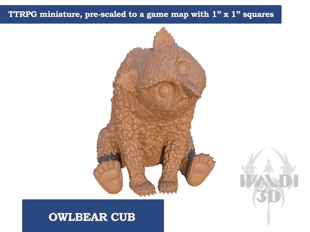 Owlbear Cub 3D Printable TTRPG Miniature (STL File Only) - Etsy