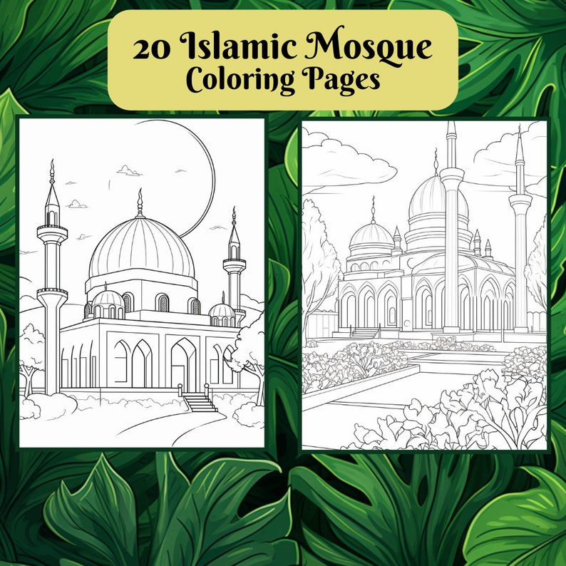 Islamic Mosque Coloring Pages for Kids, Adults - Digital Download and ...